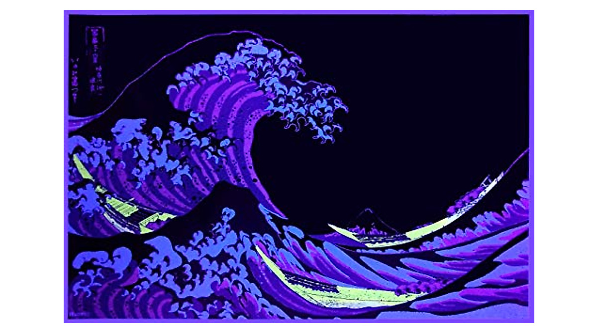 Great Wave Off Kanagawa UV Blacklight Poster | Psychedelic Japan Art