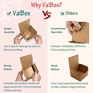 ValBox 4x4x4 Brown Gift Boxes 50PCS Kraft Paper Boxes with Lids for Gifts, Crafting, Cube, Cupcake Boxes, Easy Assemble Boxes for Party Favor