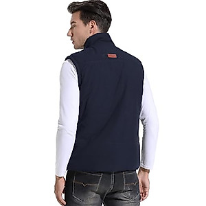 Flygo Men's Winter Warm Outdoor Padded Puffer Vest Thick Fleece Lined Sleeveless Jacket (Blue 2XL)