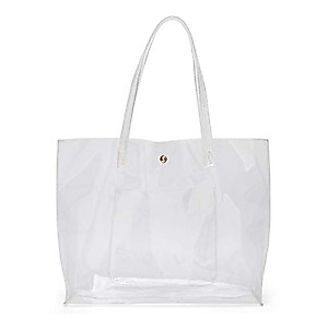 Dreubea Women's Soft Clear PVC Tote Shoulder Bag from, Big Capacity Handbag Clear