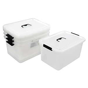 Fiazony 17.5 Quart Clear Storage Box, Plastic Storage Bins with Lids, 4-Pack