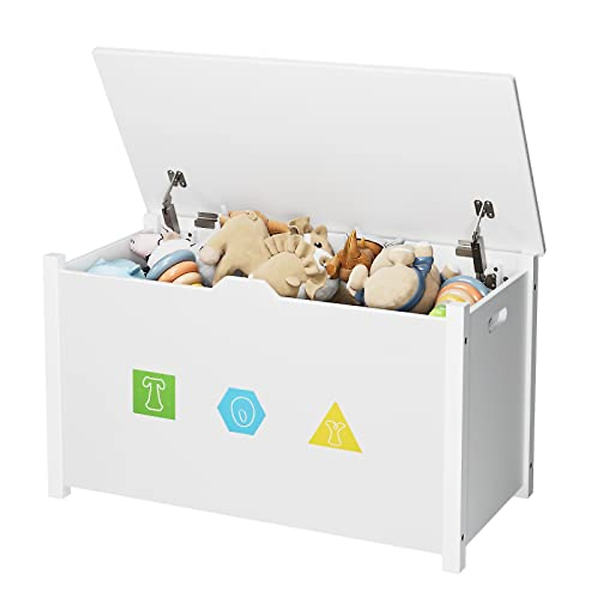 BOTLOG Toy Box Storage, Wooden Storage Chest, White Trunk for Toys, Storage Organizer with 2 Safety Hinges and Hollow Handle, 31.5 x 15.7 x 18.1 inches, for Entryway, Bedroom, Nursery, Playroom