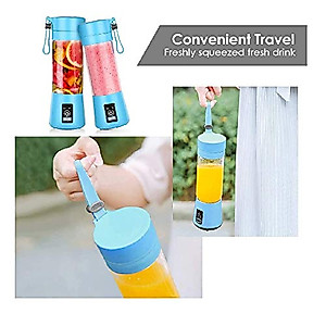 Aizbao Portable Blender, 380ml Six Blades 3D Juice cup, Small Fruit Mixer, Personal Mixer Fruit Rechargeable with USB, Mini Blender for Milk Shakes, Smoothie, Fruit Juice (Blue)