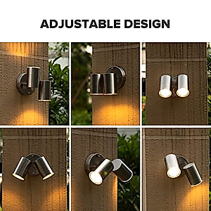 LUTEC 900 Lumen 11W LED Wall Light Outdoor, 3000K Waterproof Stainless Steel Modern Flood Light, Adjustable Dual-Head Exterior Light Fixture Wall Sconce for Porch Patio Garage Garden