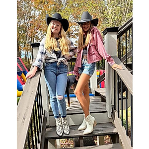 GRNUS Men Women Wide Brim Western Cowboy Cowgirl Hats with Buckle Belt (US, Alpha, One Size, Black)