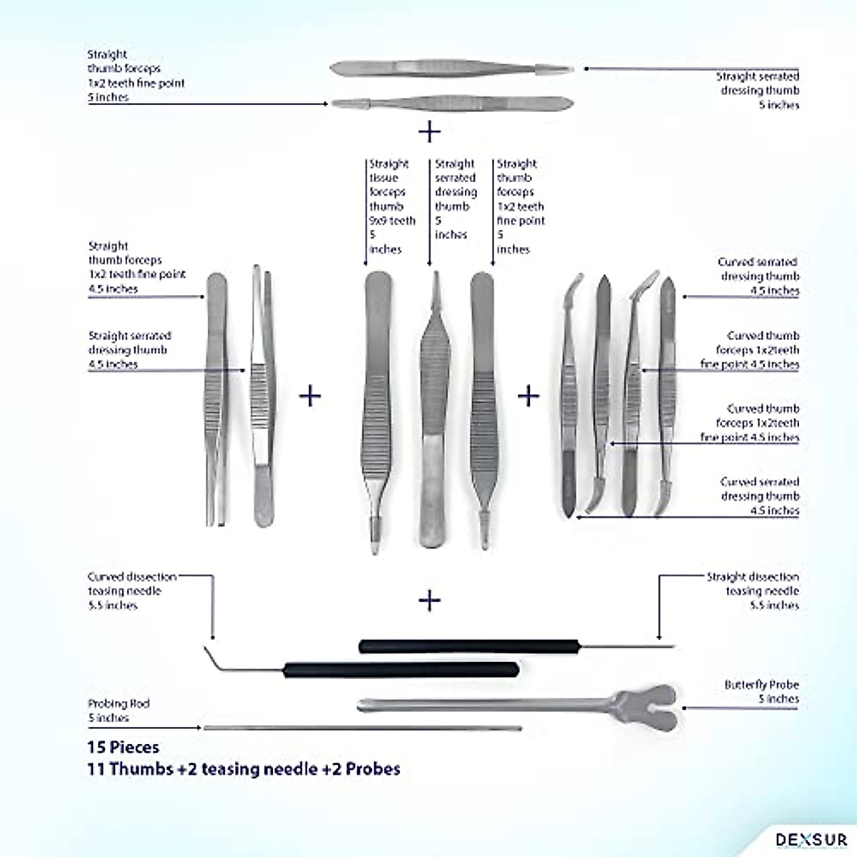 DEXSUR Professional Dissecting Kit Anatomy - 160 Piece Stainless Steel Biology Instruments Set for Medical & Veterinary Training