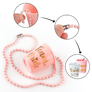 MGupzao Bachelorette Party Favors Shot Glass Necklace 8Pcs Bride to Be and Team Bride Cup Necklace with Plastic Beads for Bridal Shower Engagement Party Pink and White