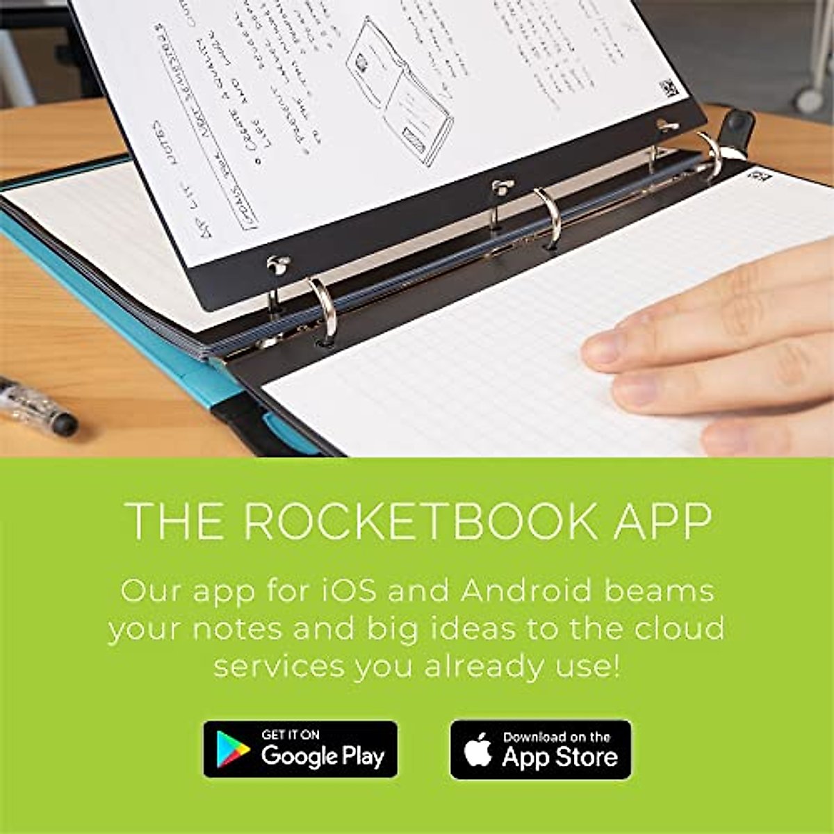 Rocketbook Filler Paper Variety Pack | Lined Wide Ruled, Dot Grid, Graph Reusable Notebook Paper (8.5" x 11") | Scannable Binder Paper | 18 Double Sided Sheets, Pen, and Cloth White