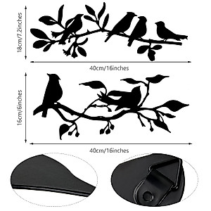 Hotop 2 Pcs Metal Bird Wall Art Birds on The Branch Wall Decor Leaves with Birds Metal Sculpture Bird Silhouette Metal Ornament Branch Wall Hanging Sign for Balcony Garden Home Decor(Classic Style)