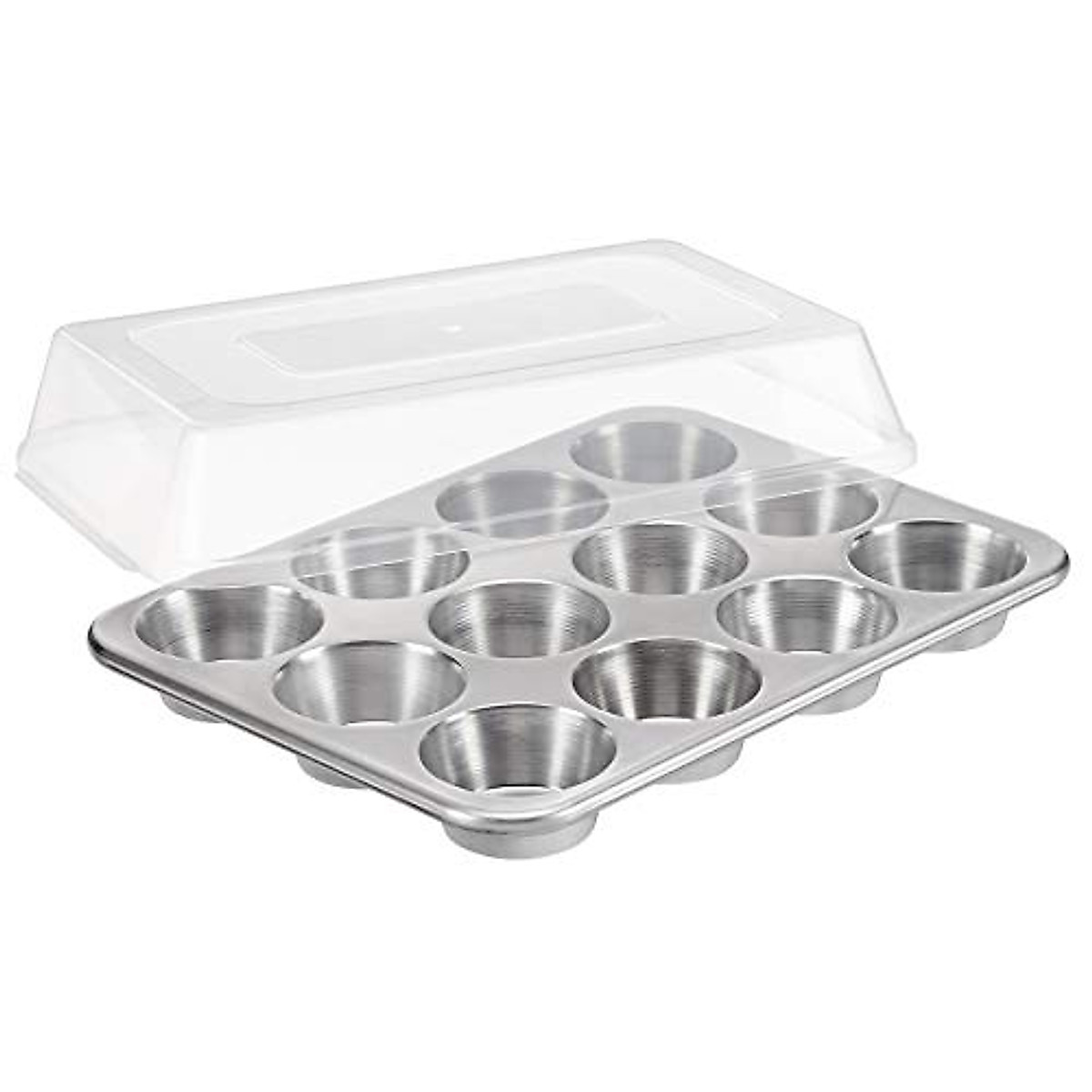 AmazonCommercial Aluminum Muffin Pan, 12 Cup with Lid