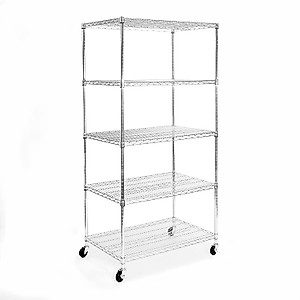 Seville Classics UltraDurable Heavy Duty NSF Solid Steel Wire Rack Storage Unit, Organizer for Garage, Warehouse, Office, Restaurant, Classroom, Kitchen, Steel, 5-Tier Shelving, 36" W x 24" D