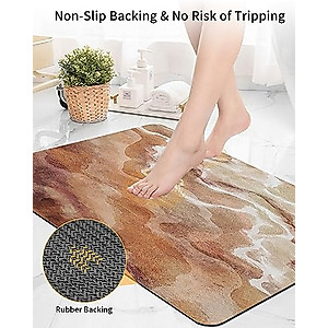 Summer Beach Bath Mat for Tub,Non Slip Bathroom Floor Runner Rug Quick Dry & Absorbent Diatomaceous Earth Shower Sink Kitchen Living Room Washable Doormat,Modern Abstract Boho Gradient Wave 18"x30"
