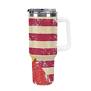 U.S. And Congo Retro Flag Insulated Tumblers with Handle Stainless Steel Coffee Mug Funny Travel Cup with Lid Straw 40oz