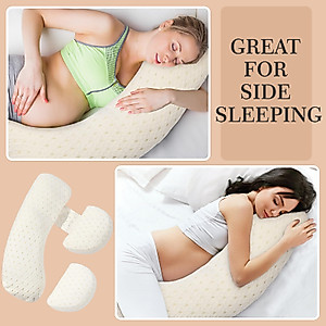 Wesiti 2 Pcs Pregnancy Pillow for Pregnant Women Sleeping and Adjustable Belly Band for Pregnant Women Maternity Body Pillow Support for Back, HIPS, Legs, Side Sleeping Postpartum