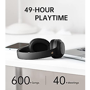 Edifier W820NB Hybrid Active Noise Cancelling Headphones - Hi-Res Audio - 49H Playtime - Wireless Over Ear Bluetooth Headphones for Phone-Call - Black