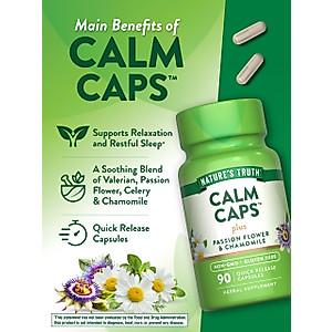 Nature's Truth Calm Caps | 90 Capsules | with Passion Flower and Chamomile | Non-GMO, Gluten Free Supplement