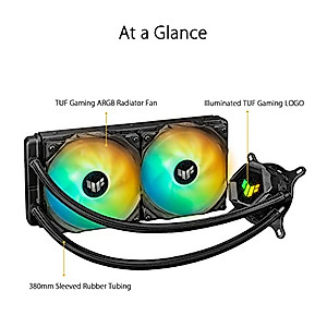 ASUS TUF Gaming LC 240 ARGB All-in-one Liquid CPU Cooler (Aura Sync, Dual TUF 120mm ARGB Radiator Fans with Fan Blade Groove Design)