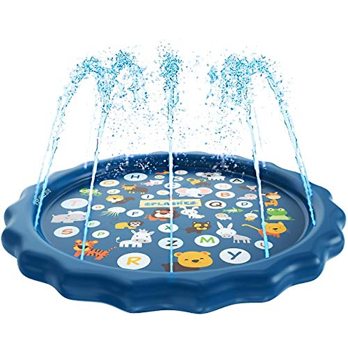 Sprinkler for Kids & 5 Bath Toys for Babies & Toddlers 6M+, Splash Pad, and Wading Pool for Learning with Matching ABC Animal Buddies, MoldFree Pool Toys