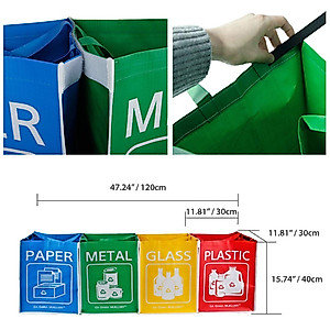 GARASANI 4 Pack Waterproof Separate Recycle Bag Waste Baskets (D Type)