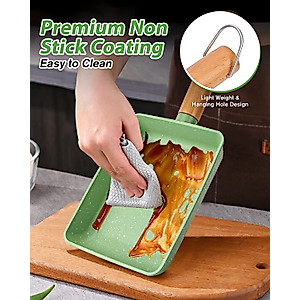 BUNDLEPRO Japanese Omelette Pan, Non Stick Tamagoyaki Eggs Frying Pan, Square Granite Cookware set, Small Induction Skillet with Silicone Spatulas for Breakfast(7.1inch)