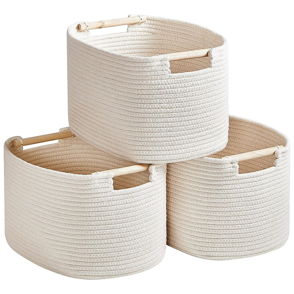 R RUNKA 3 Pack Storage Basket for Cabinet and Toy Organization - 13"x9.8"x8.7" Baskets for Storage - Baby Toy Bin - Toy Storage Organizer - Ideal for Empty Gift Baskets to Fill-White