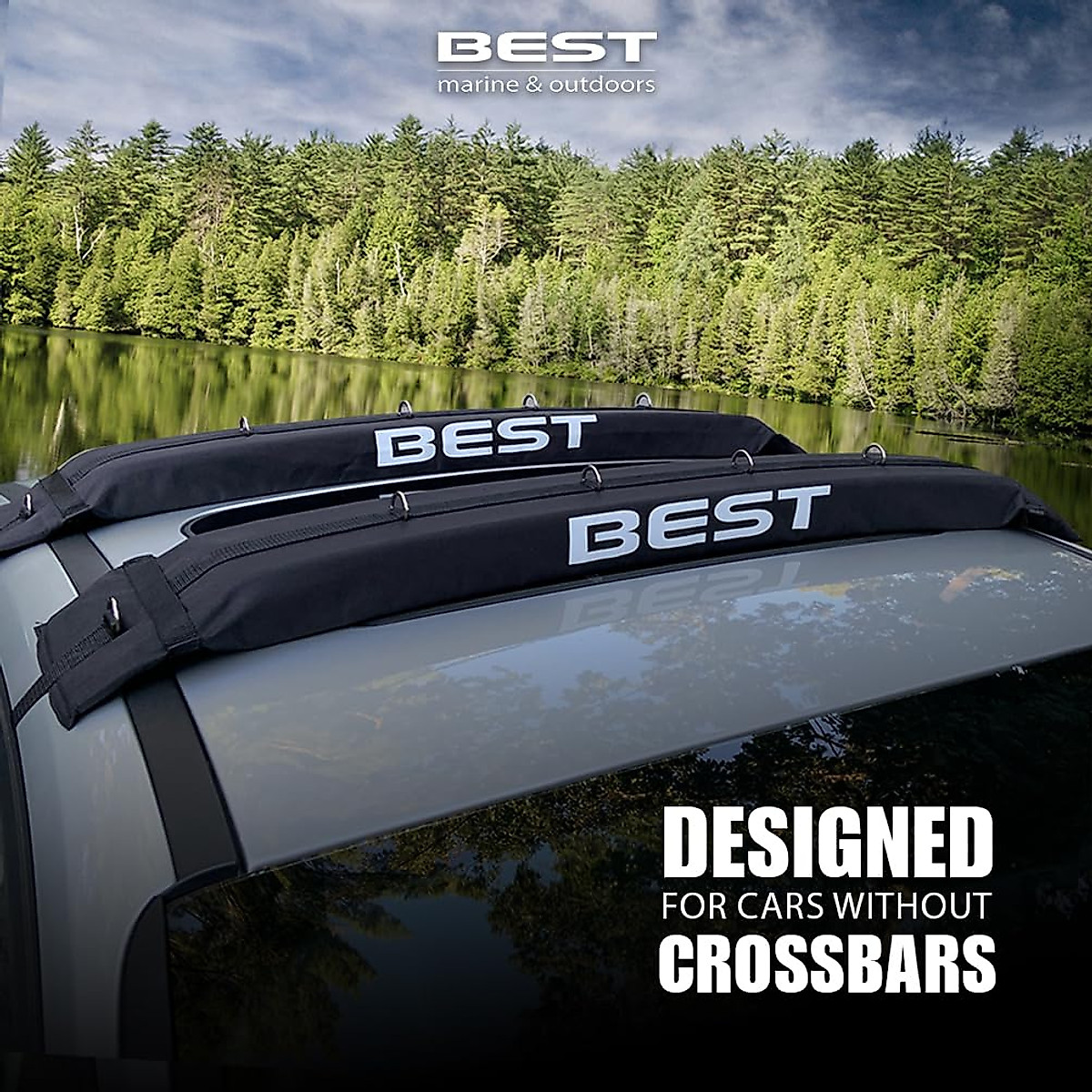 Best Marine and Outdoors Soft Roof Rack Pads, Premium Kayak Roof Racks for Canoes, SUP Paddle Boards & Surfboards, Luggage Carrier for Cars Without Crossbars