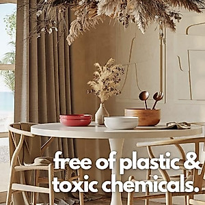 Ziruma Salad Bowls, Wooden Salad Bowls Set, Large White Oak Wood Serving Bowl for Fruits, Salad, 10.2" Big Salad Bowl with American Walnut Serving Utensils. Ceramic Serving Bowls Included