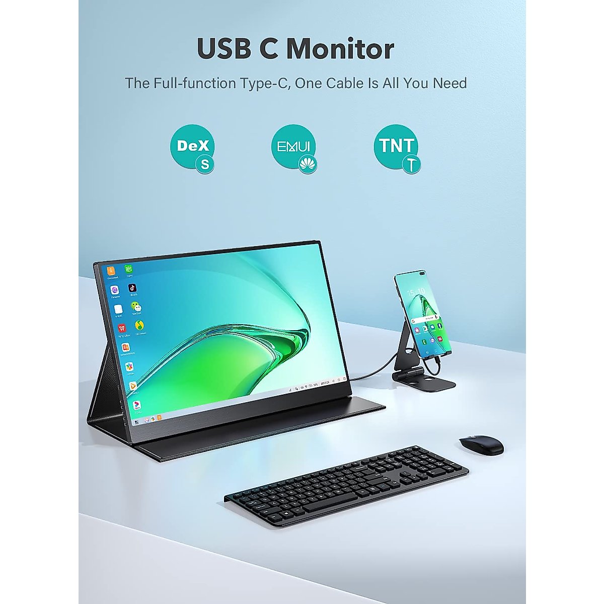EVICIV Portable Monitor 17.3 Inch 2K 450cd/㎡ 2560X1440 100% sRGB HDR Lightweight Frameless Computer Monitor with VESA FreeSync Travel Monitor Extender Screen for Laptop PC Phone