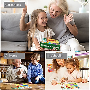 Puzzles for Kids Age 2-4, Wooden Jigsaw Puzzles for Toddlers Ages 2 3 4 Elephant,Dinosaur and Giraffe Animal Puzzle Preschool Educational Learning Toys