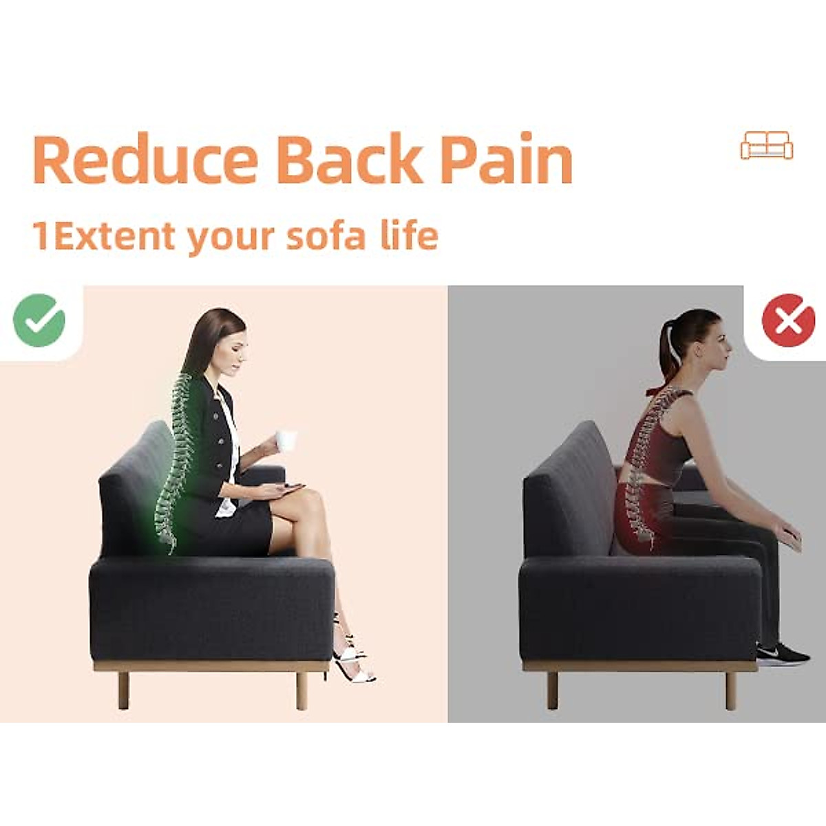 MAXTID Couch Cushion Support Insert - Couch Cushion Support for Sagging Seat 67"x17"x0.24" Thicker & Upgraded ABS Board Non-Slip & Foldable Couch Cushion Repalcement