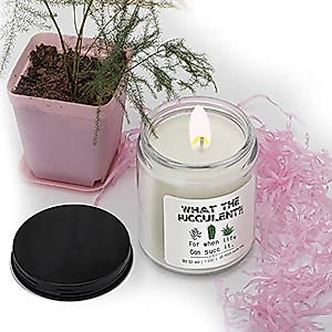 LUCHINM Scented Soy Candles What The Fucculent Candle Funny Gifts for Home, Women , Men, Friend, Christmas, Birthday Gifts for Girlfriend, , BFF, Plant Lover, Plant Décor White