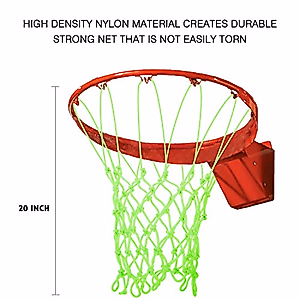 Glow in The Dark Basketball Net - Heavy Duty Outdoor Replacement Net for Basketball Hoops, Nylon Light-Up Hoop Net for Indoor and Outdoor Play, Durable Basketball Goal Net for Kids and Adults (1PCS)