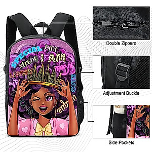 Afro Black Women Backpack African Women Laptop Shoulder Bag African Bookbag for Women Men Cute Lightweight Durable for Sports Picnic Travel Office Casual Daypack 17 Inch