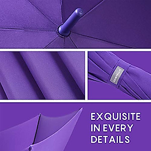 RUMBRELLA Purple UV Stick Umbrella Auto Open UPF 50+ with J Hook Handle 50IN