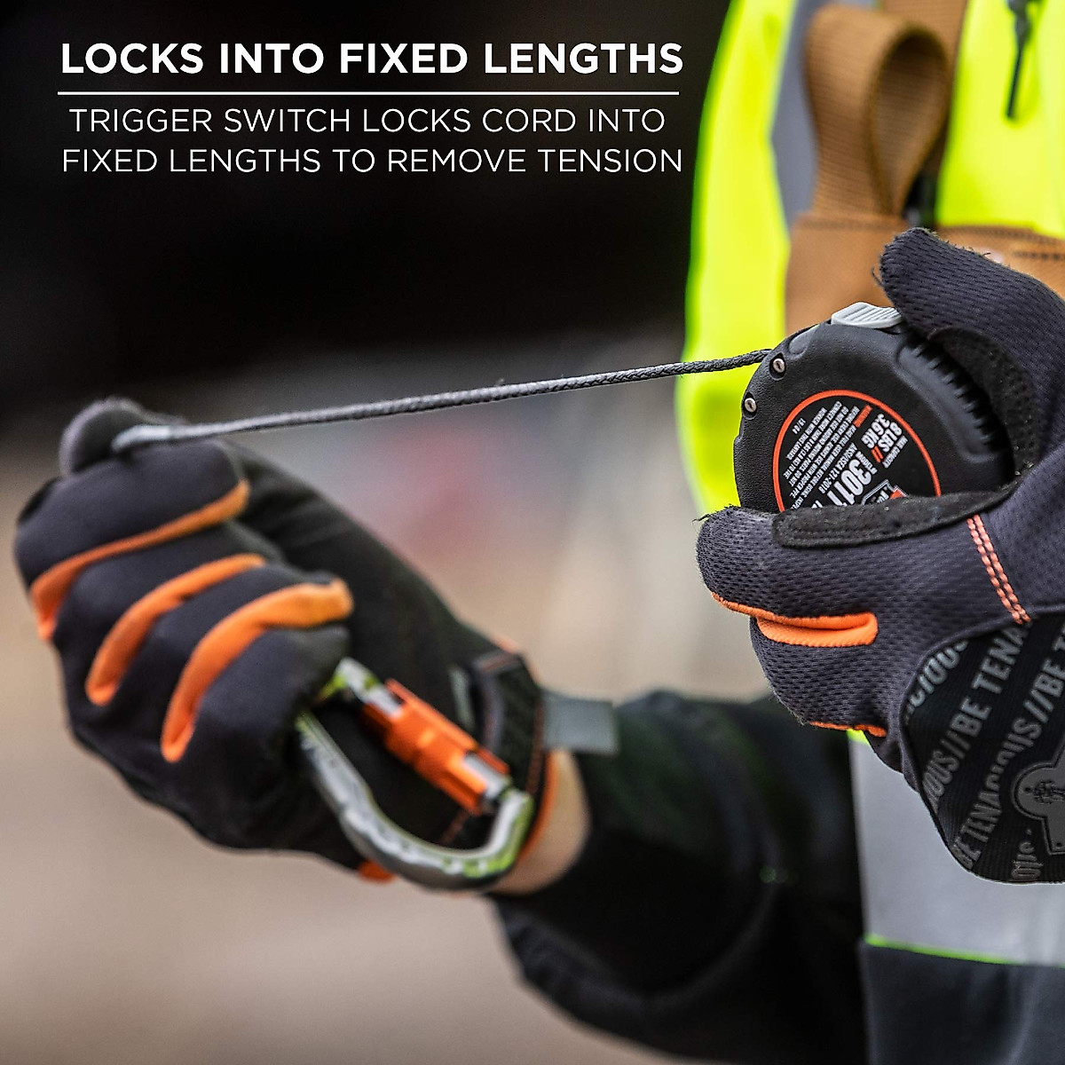 Ergodyne - 19311 Squids 3011 Retractable Tool Lanyard with Carabiner Mount,Black