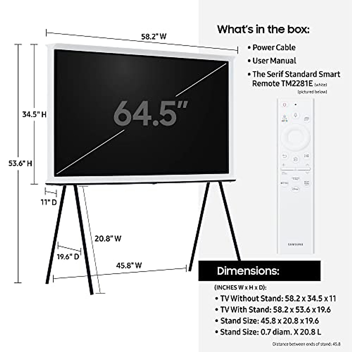 SAMSUNG 65-Inch Class The Serif LS01B Series - QLED 4K Smart TV with Alexa Built-in (QN65LS01BAFXZA, 2022 Model) (Renewed)