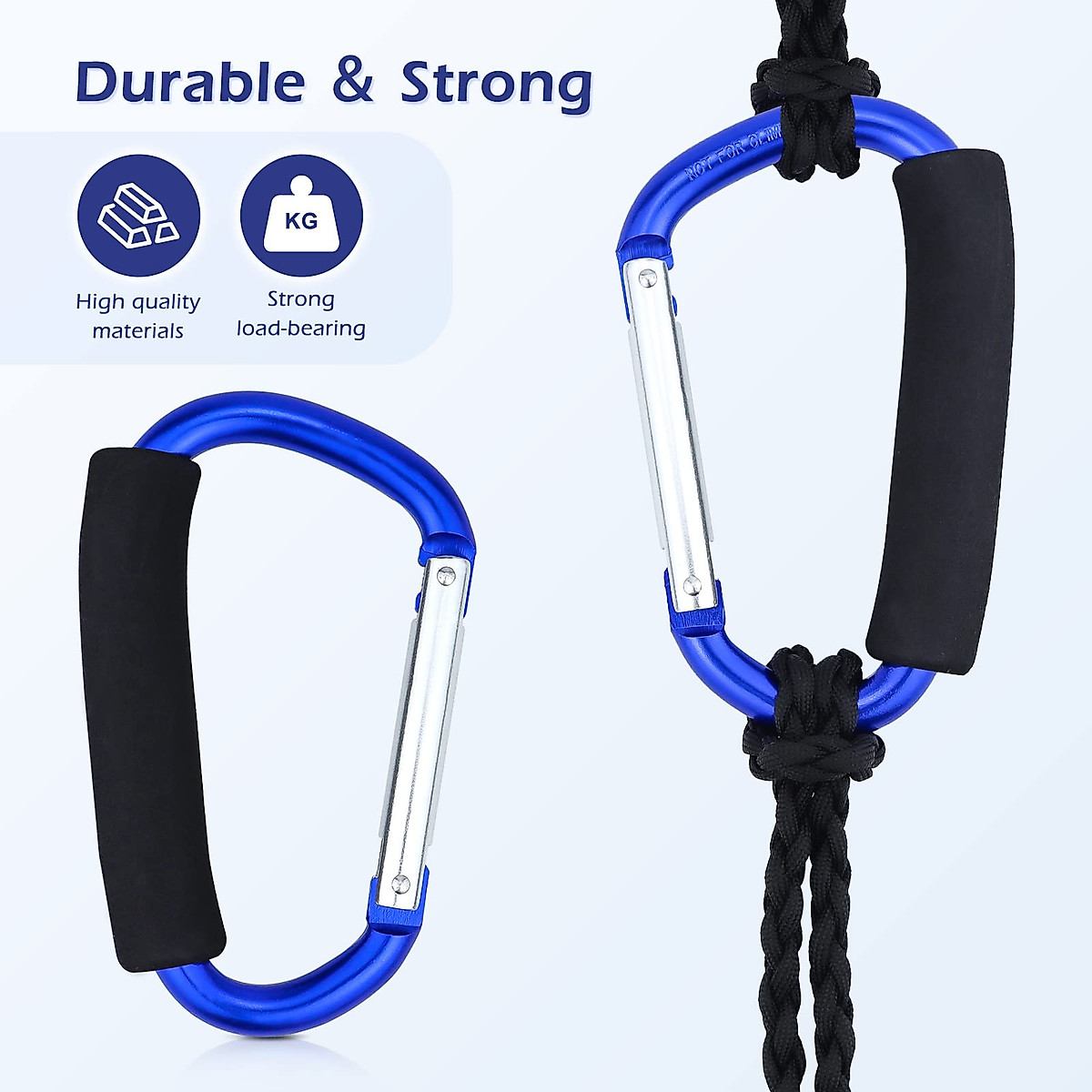 JIALEEY Grocery Bag Shopping Bag Holder Handle Carrier Tool Multi Purpose Snap Hook Stroller Hook Set Organizer Accessories with Soft Foam Grip for Hanging, Pack of 2, Blue