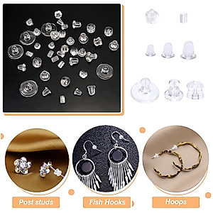TOAOB 600pcs Silicone Earring Backs for Studs 8 Styles Clear Hypoallergenic Rubber Earrings Safety Back Stopper Replacement for Fish Hook Earring Studs Hoops