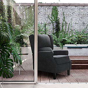 LEISLAND Accent Chair Set of 2 Recliner Wingback Chair with Massage and Heat, Tufted Fabric Arm Chair Sofa for Reading, Living Room and Bedroom (Charcoal)