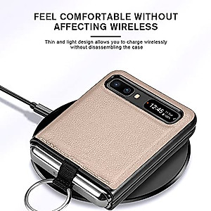 DENUVI Slim Finger Ring Holder Leather Case for Samsung Galaxy Z Flip 3 Flip4 Flip 4 Flip3 5G Folding Cell Phone Cover,red,for Samsung Z Flip 3