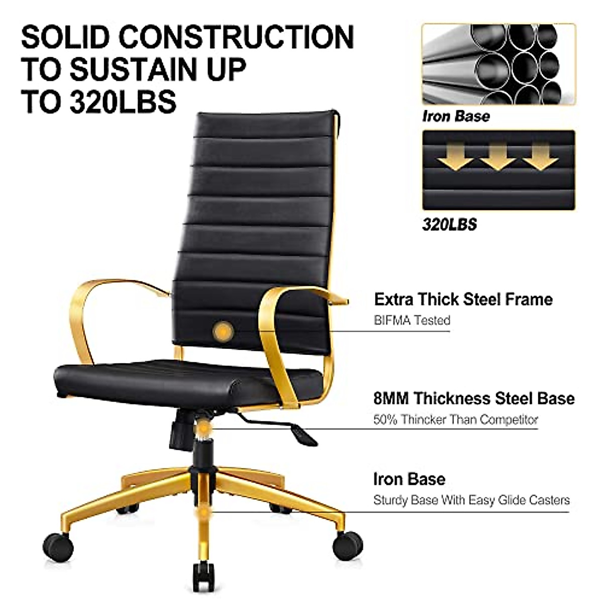 LUXMOD Vegan Leather high Back Office Chair, White