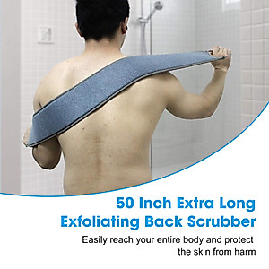 Loofah Back Scrubber, 50 Inch Extra Long Natural Flax Exfoliating Back Scrubber for Shower for Men Women, Deep Clean & Invigorate Your Skin
