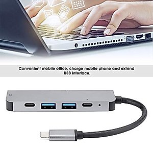 5 in to 1 USB Hub, Portable TypeC Hub to for HDMI+USB+PD Adapter Dock 4K High Definition Adapter Plug and Play