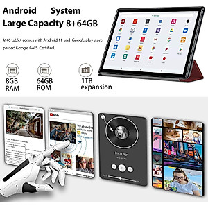 AOYODKG Tablet 2 in 1, 10.1 inch Android 11 Tablet with Keyboard, Case Mouse, 4GB RAM+64GB ROM(256GB Expand), Quad-Core Processor, 1280x800 IPS HD Display, Games, Wi-Fi, Bluetooth, AYO-A10 (Gold)