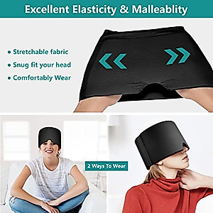 Briyard Migraine Relief Cap (400FF), Headache Relief Hat for Migraine Ice Head Wrap, Ice Pack for Headaches, Migrane Pain Relief Mask +Migraine Relaxation Clip