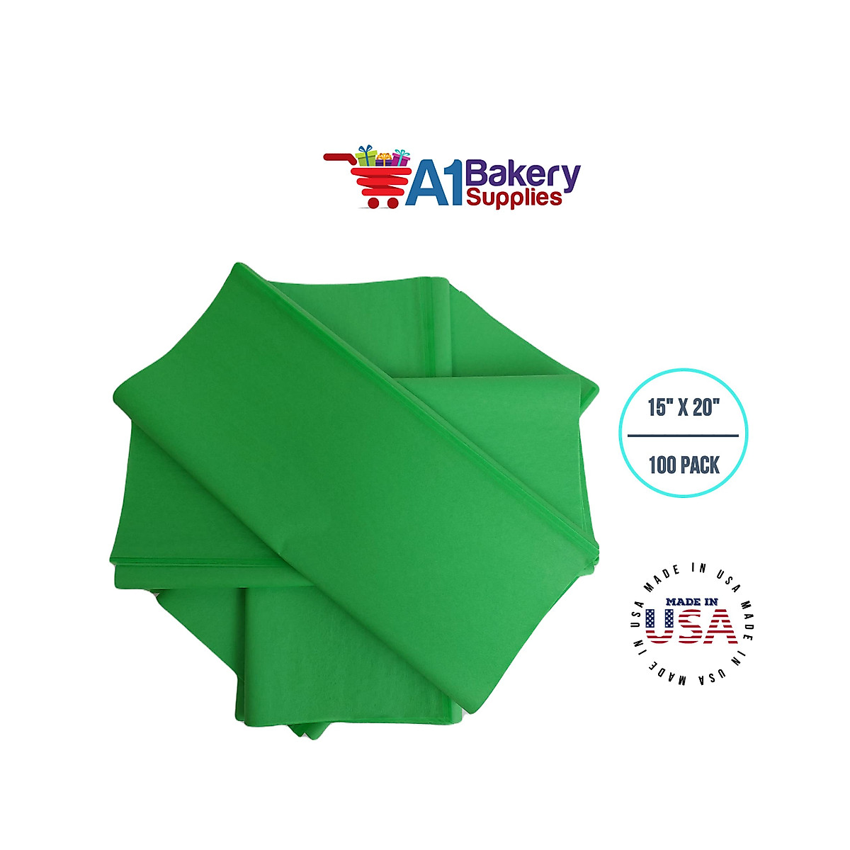 Groovy Green Tissue Paper 15 X 20-100 Sheet Pack Premium HIgh Quality Tissue A1 Bakeru Supplies Made in USA