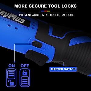 YouseaHome Cordless Electric Ratchet Wrench Set, 3/8" Power Ratchet Tool Kit with 2 Packs 1500mAh Lithium-Ion Battery and Charger, 12V Power Ratchet Driver with 7Pcs Socket Accessory Set