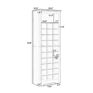 Bellemave Shoe Cubby Storage Organizer Cabinet 30 Shoe Cubby Console Wood Shoe Cabinet, White
