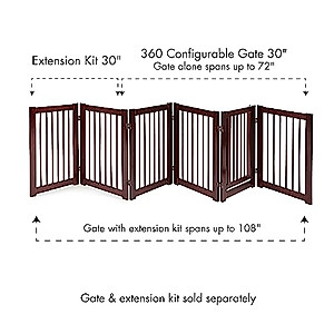Primetime Petz 360 Configurable Dog Gate with Door – Indoor Freestanding Walk Through Wood Pet Gate,Walnut
