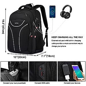 YAMTION Laptop Bookbag,17 Inch School Backpack Large for Men College Backpack with USB for High School Teen Students Adult Business Work Office Travel